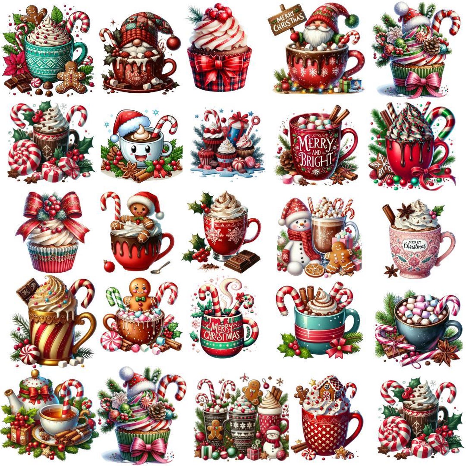 Christmas Hot Chocolate PNG Bundle: Holiday Drink Clipart (digital ...