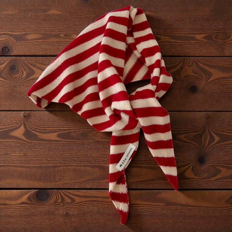 Australian Wool Triangle Scarf for Women | Striped Knit Shawl Headscarf ...