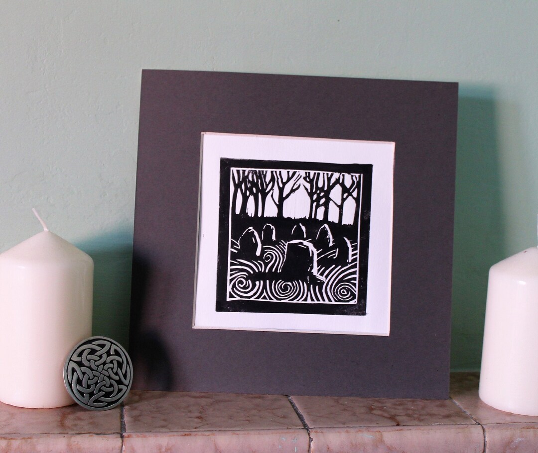 Dol Tor Stone Circle Lino Cut Print Pagan Druid Derbyshire - Etsy