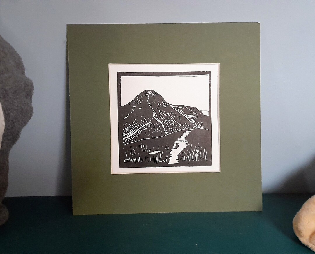 Catbells Lino Cut Print Lake District Landscape - Etsy