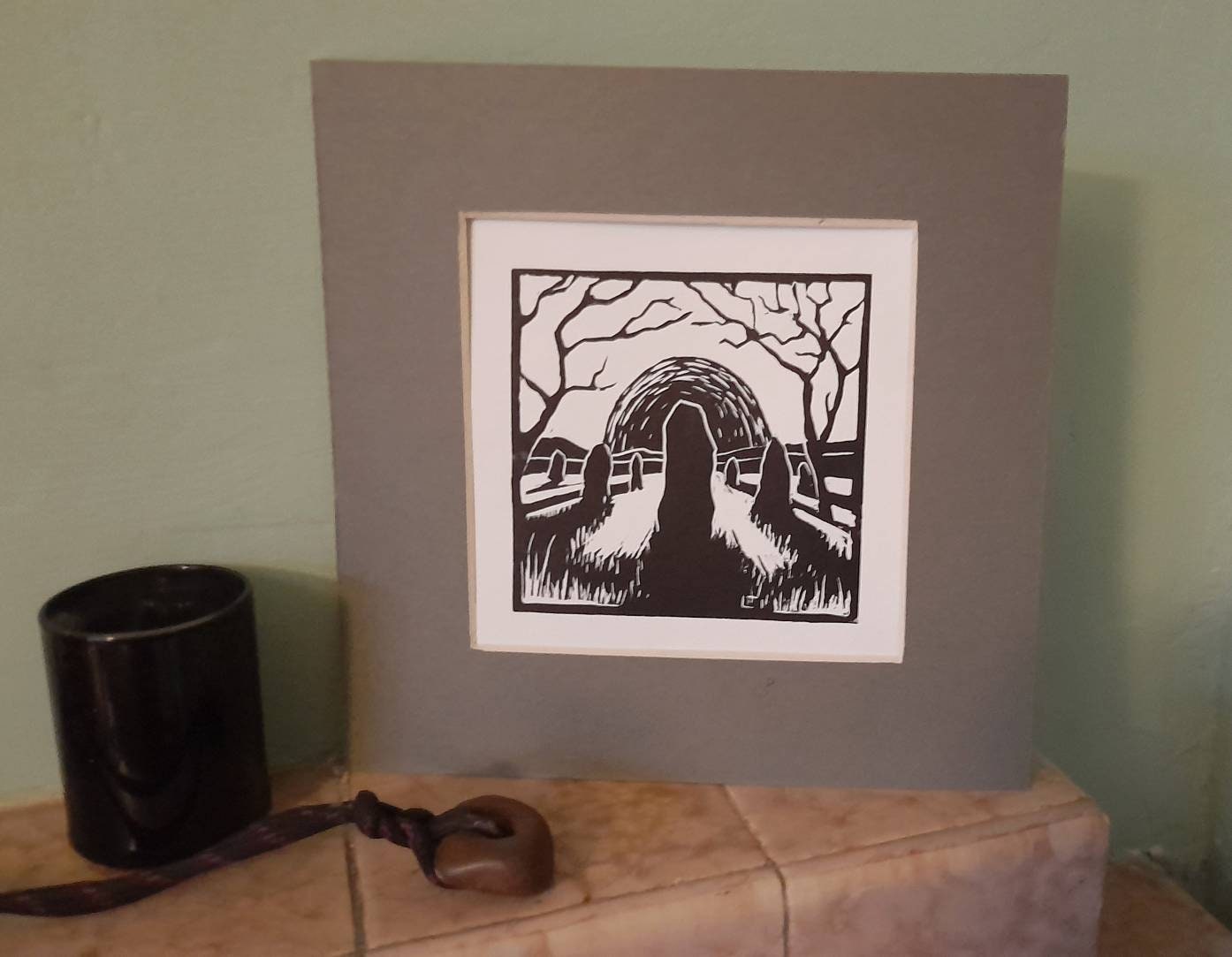 Winter Solstice Lino Cut Print Stone Circle Pagan Druid - Etsy