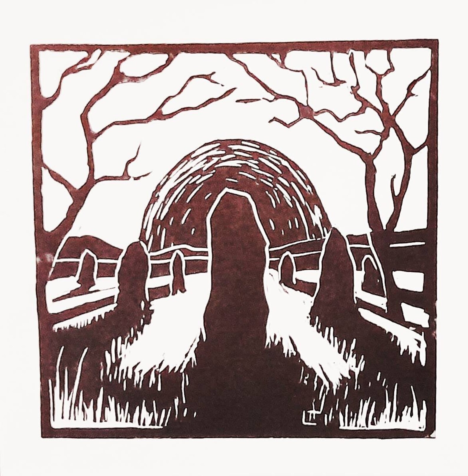 Winter Solstice Lino Cut Print Stone Circle Pagan Druid - Etsy