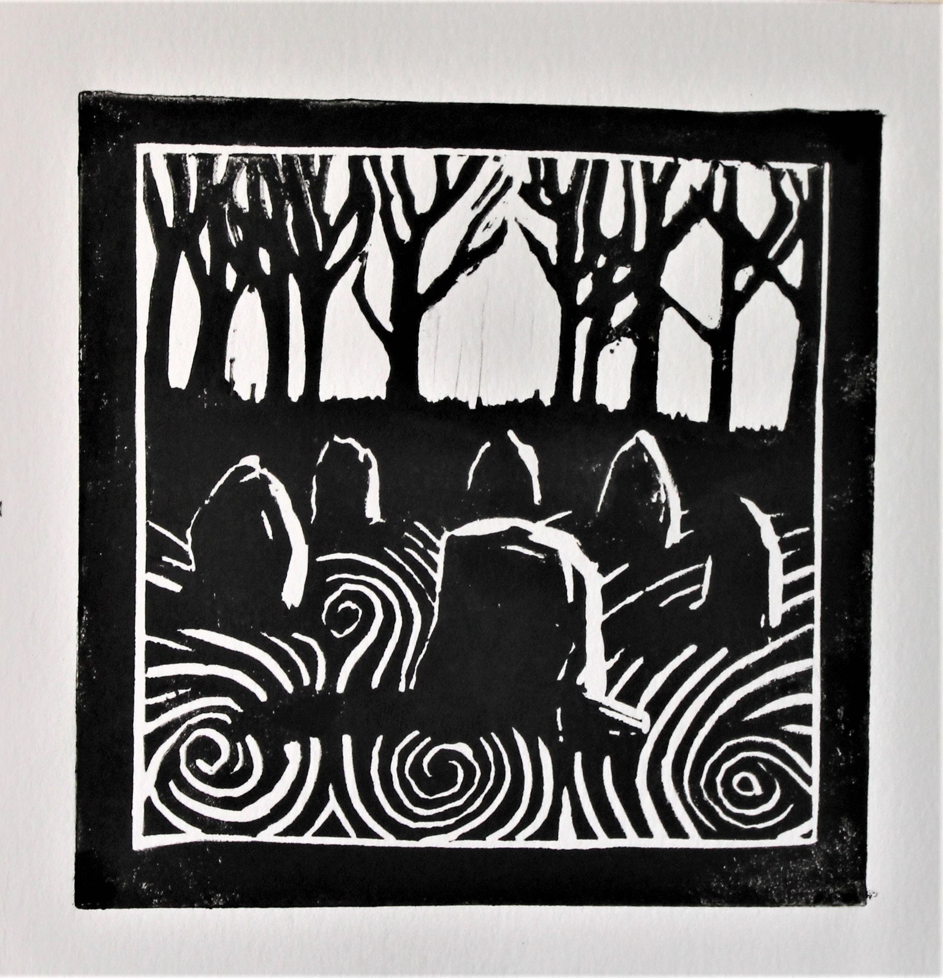 Dol Tor Stone Circle Lino Cut Print Pagan Druid Derbyshire - Etsy
