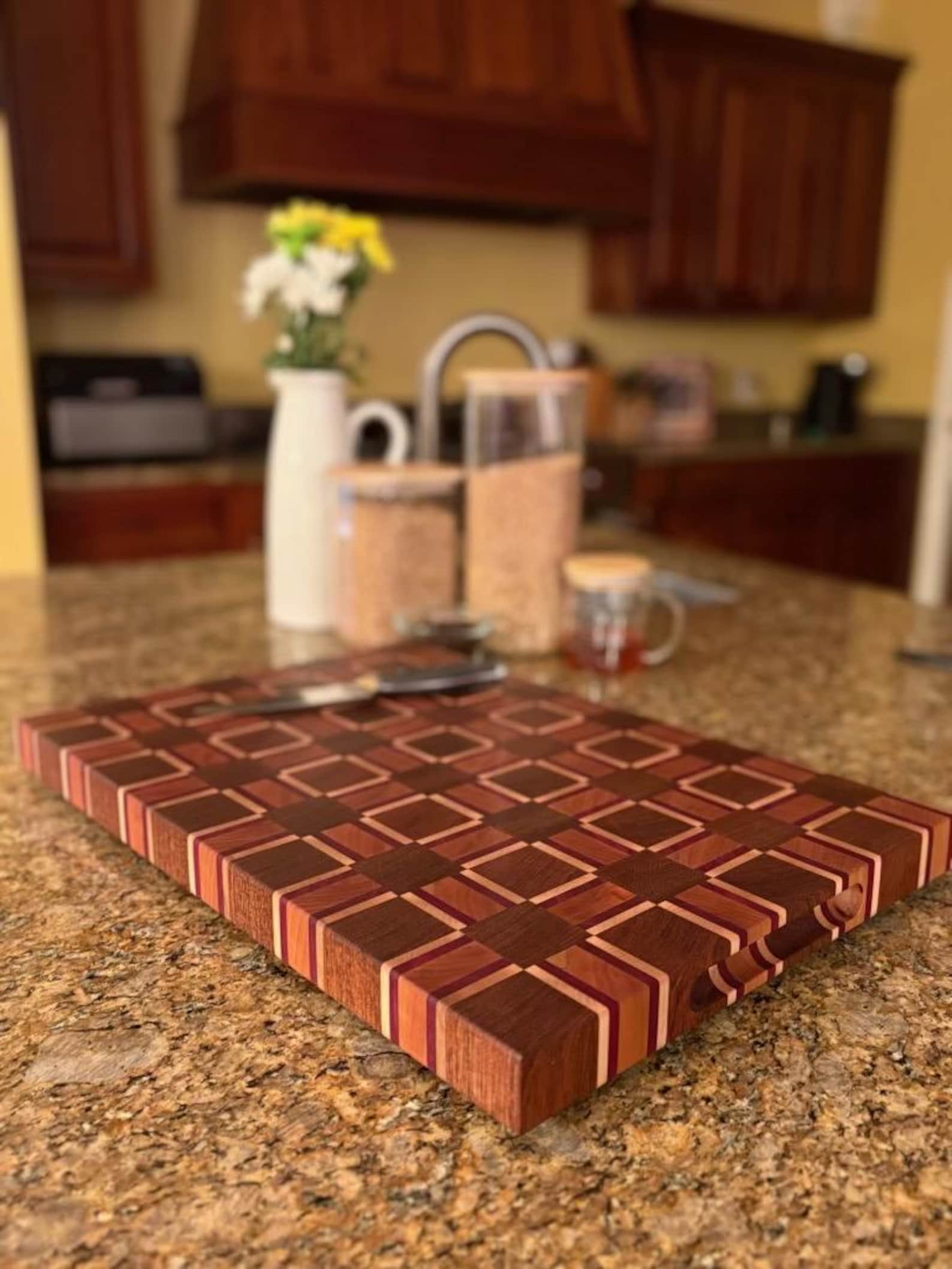 End Grain Cutting Board – Handmade Cherry, Maple & Purpleheart Wood ...