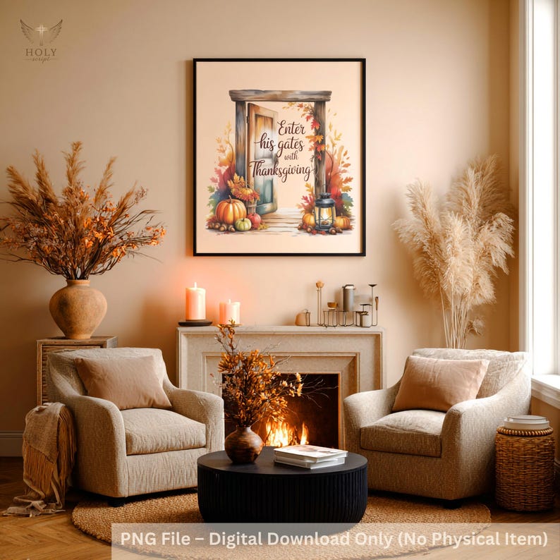 Watercolor Fall Bible Verse PNG Bundle | 20 Thanksgiving Scripture Word ...