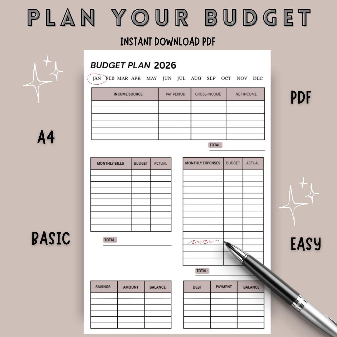 2026 Ultimate Budget Planner Printable - Track Income, Bills, Expenses ...