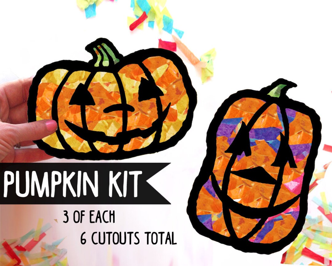 Pumpkin Kids Craft Kit Halloween Stained Glass Suncatcher Kit Tissue ...