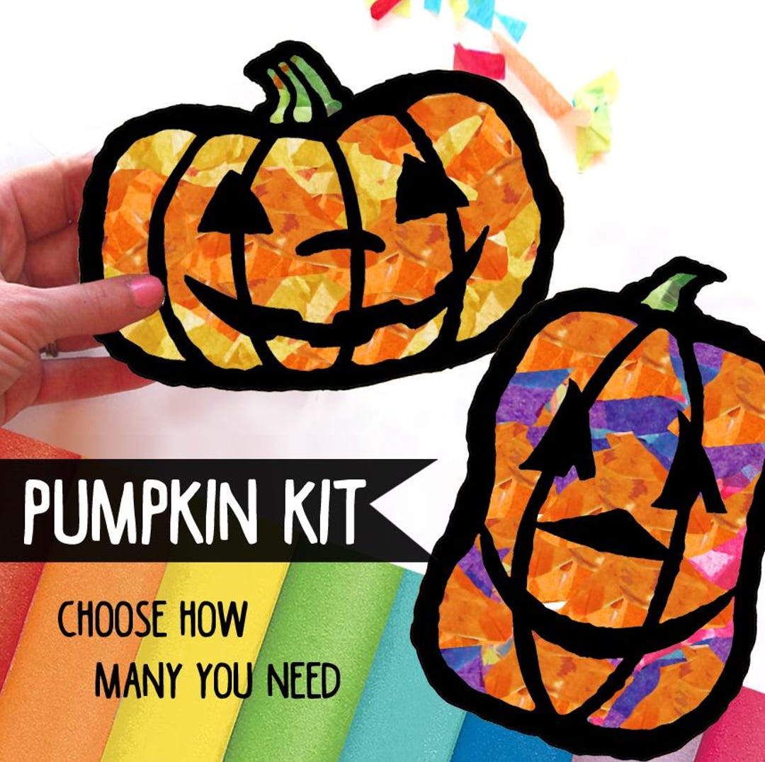 Pumpkin Kids Craft Kit Halloween Stained Glass Suncatcher Kit Tissue ...