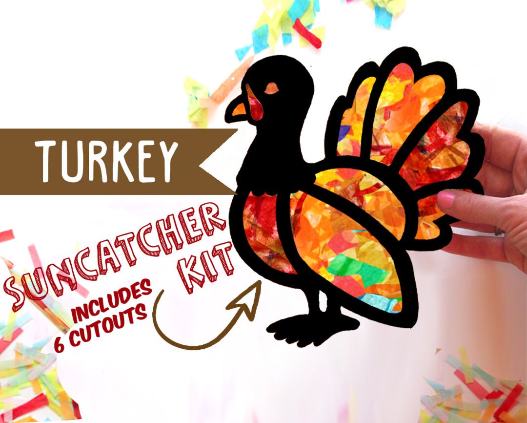 Turkey Kids Craft Kit - Thanksgiving Papercraft Suncatcher Kit - Etsy