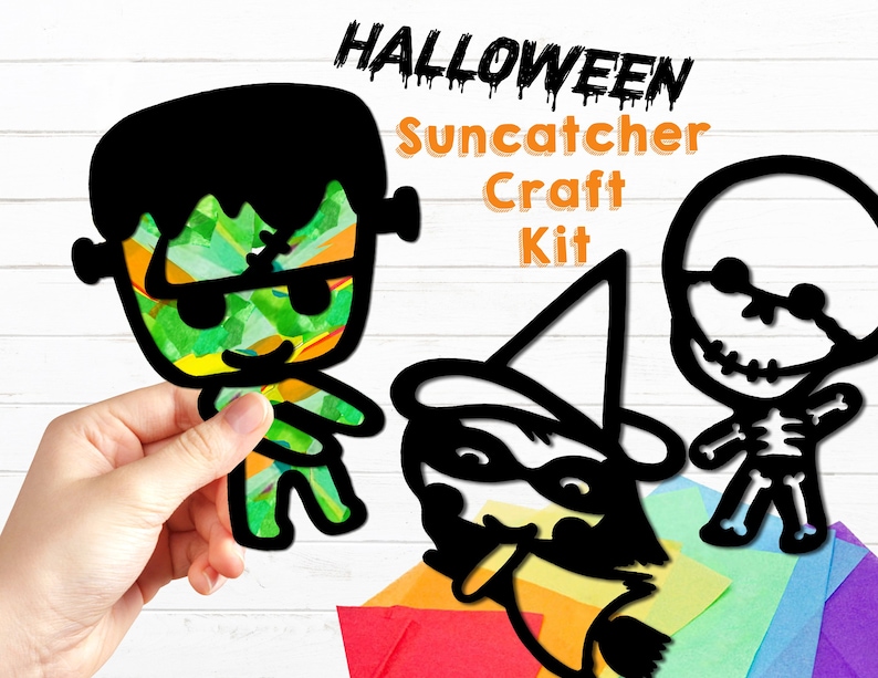 Halloween Suncatcher Kit - Halloween Class Party Craft - Halloween Gift ...