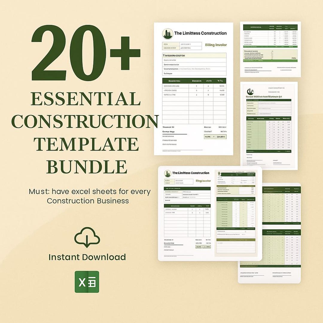 20+ Essential Construction Excel Template Bundle | Project Budget ...