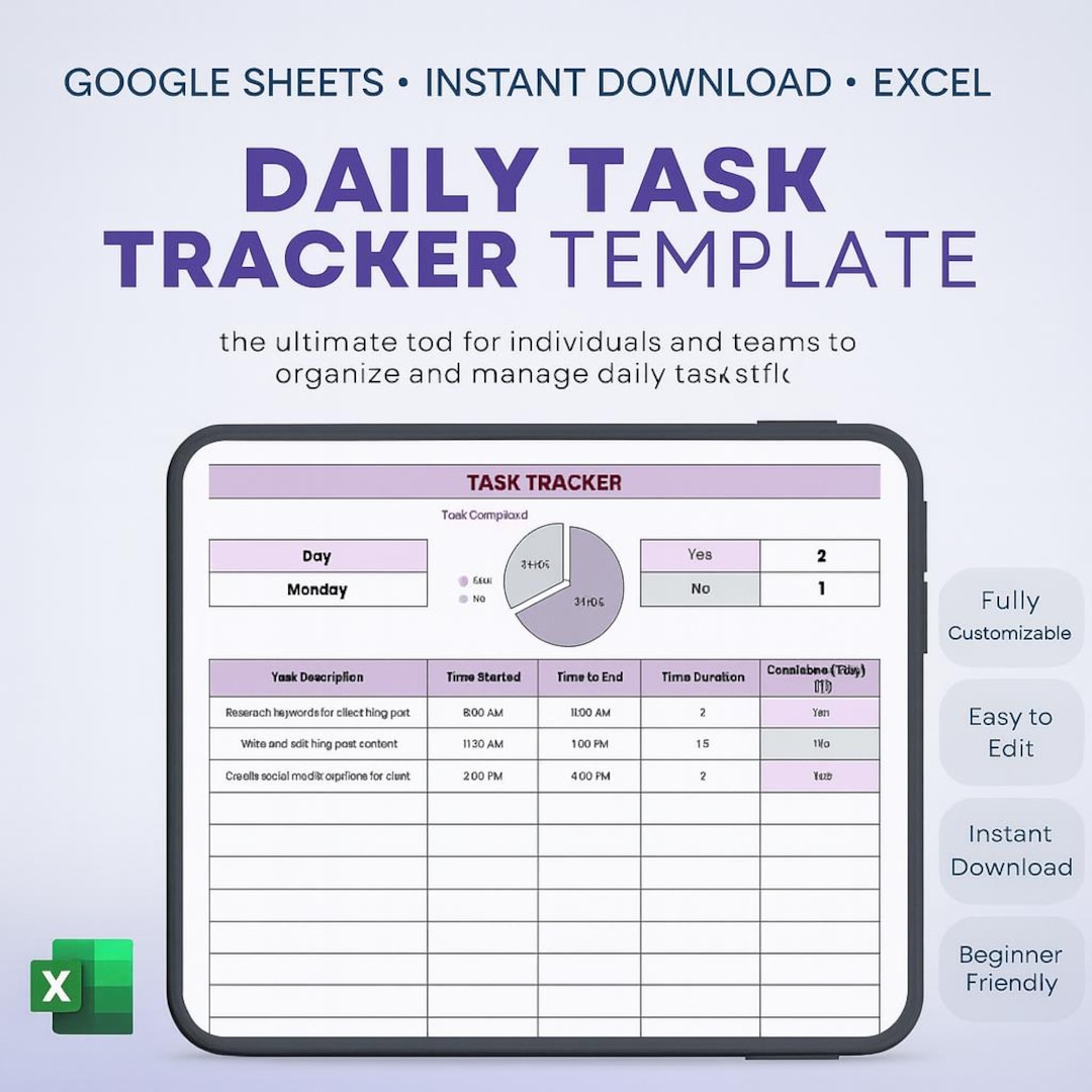 Daily Task Tracker Template – to Do List & Productivity Planner ...