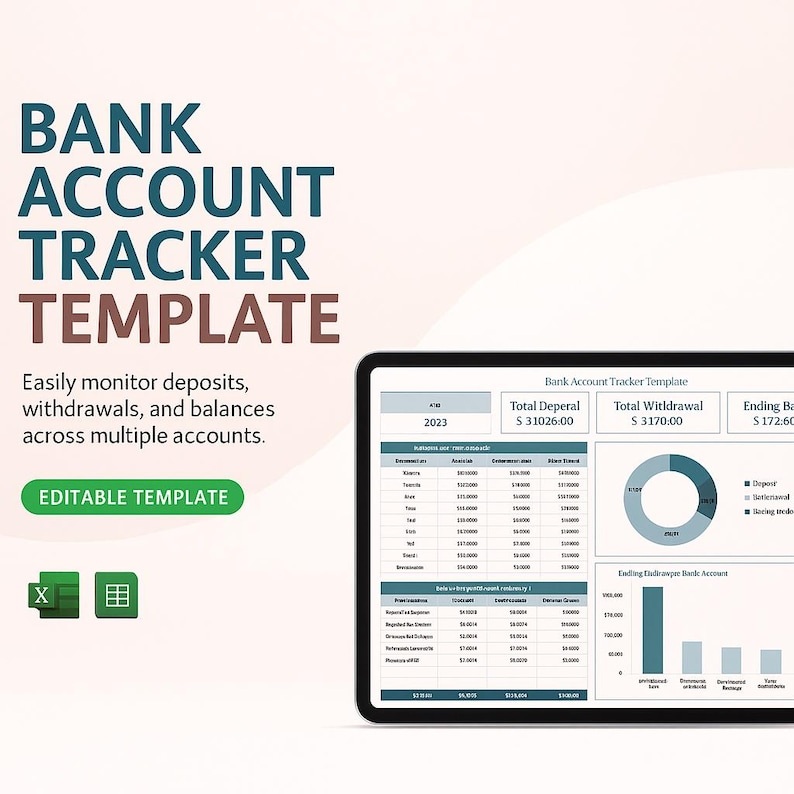 Bank Account Tracker Excel Template | Personal Finance Spreadsheet ...