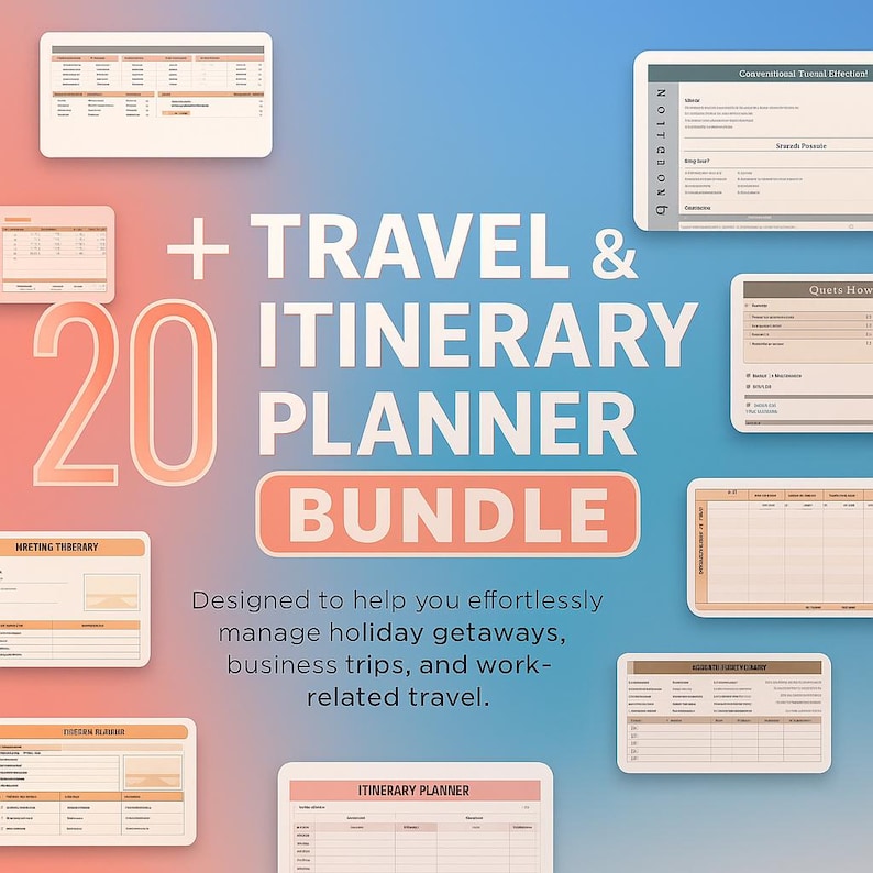 20+ Travel Itinerary Planner Templates Bundle | Editable Trip ...