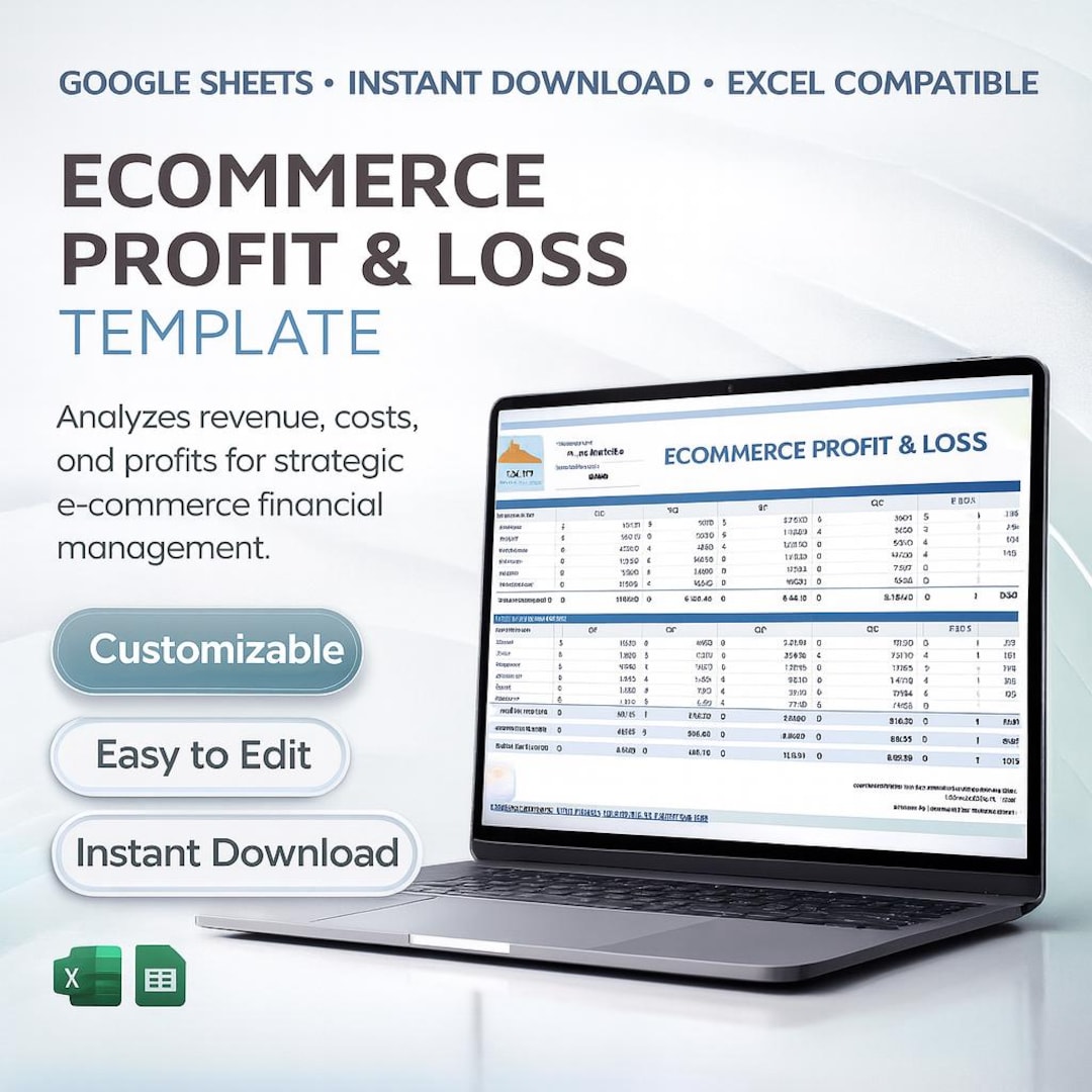 Ecommerce Profit and Loss Template – Sales, Cost & Net Income Tracker ...