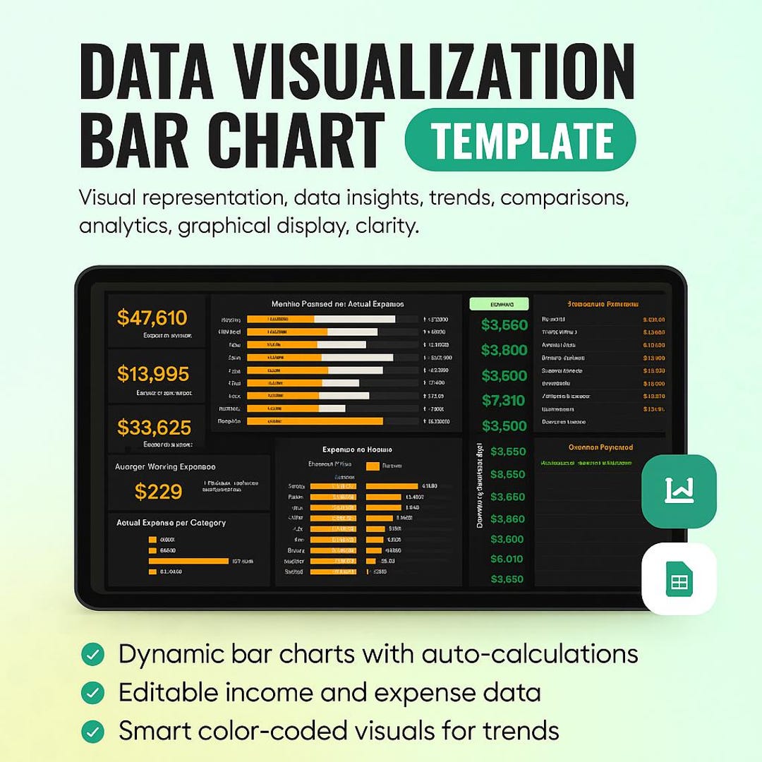 Data Visualization Bar Chart Template Excel | Interactive Dashboard ...