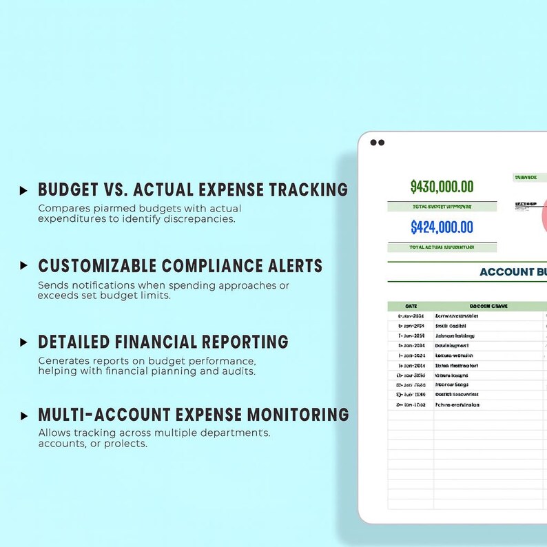 Account Budget Tracker Excel Template | Monthly Expense Tracker ...