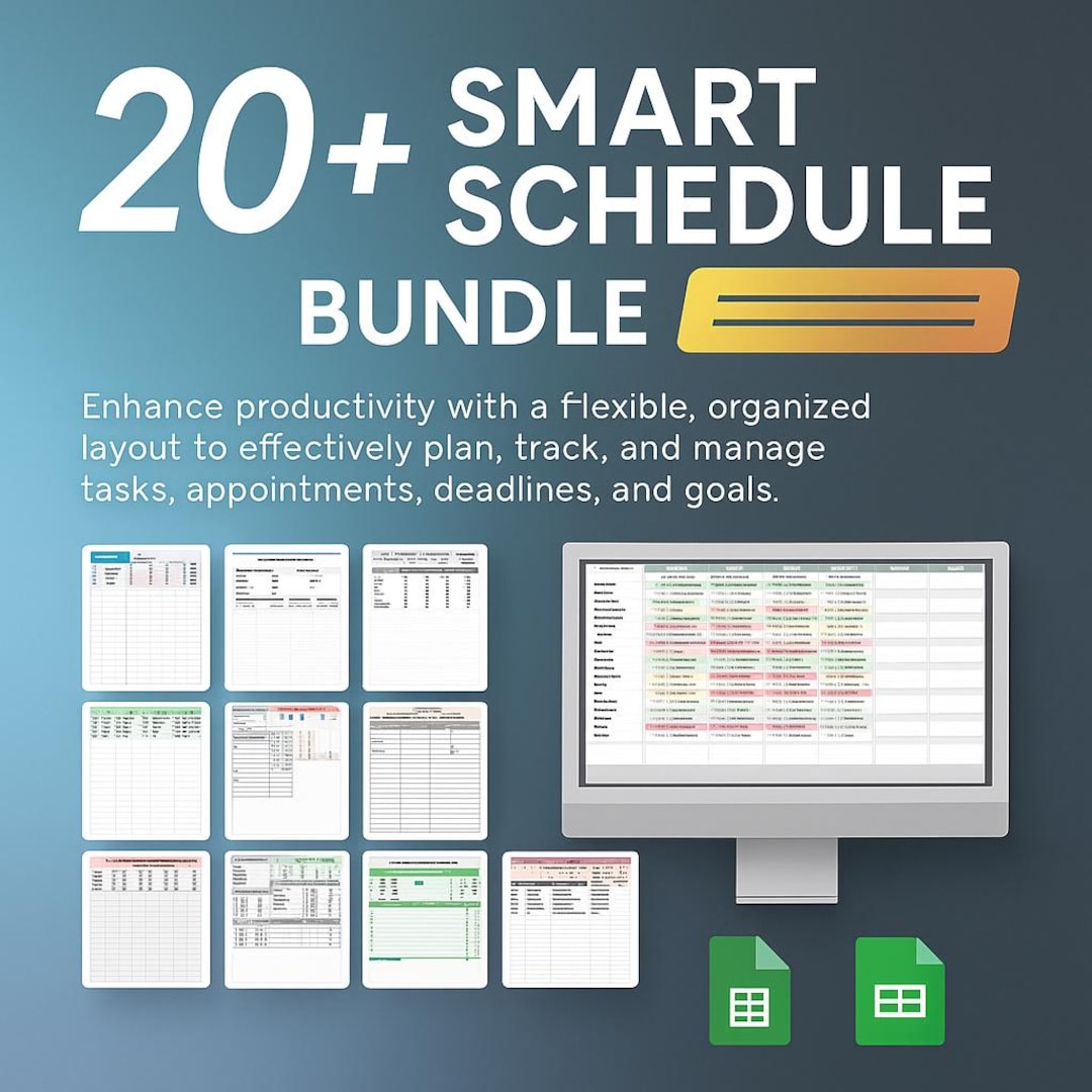 20+ Smart Schedule Excel Bundle | Editable Planner Templates | Daily ...