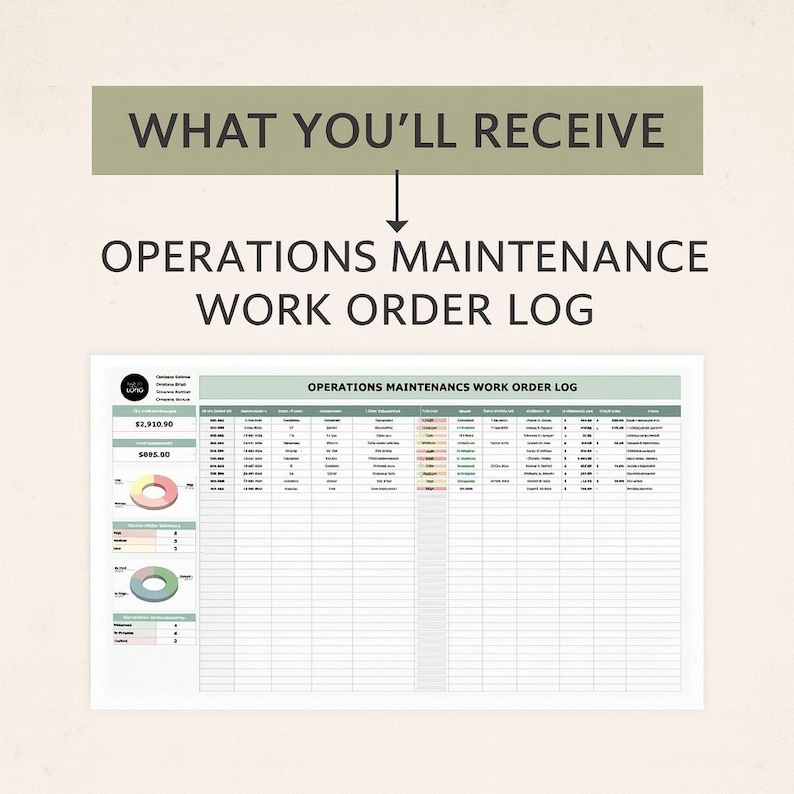 Operations & Maintenance Work Order Log Template Excel | Equipment ...