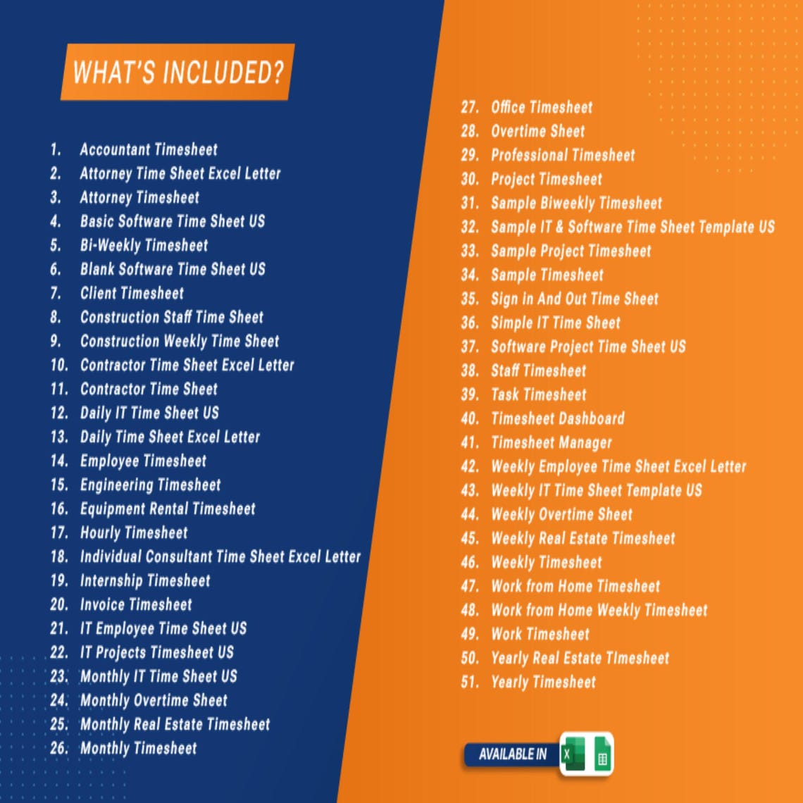50+ Timesheet Template Bundle | Ready to Use Excel Time Tracking Sheets ...