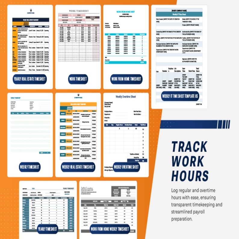 50+ Timesheet Template Bundle | Ready to Use Excel Time Tracking Sheets ...