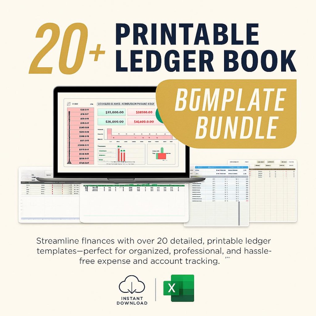 20+ Printable Ledger Book Template Bundle Excel | Accounting Expense ...