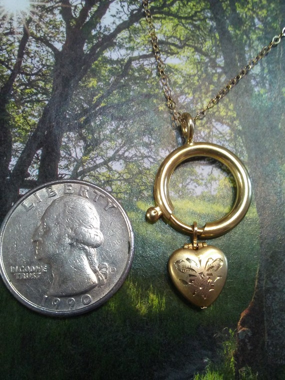 Vintage 10k Solid Gold Miniature Heart Locket 12GF Sp… - Gem