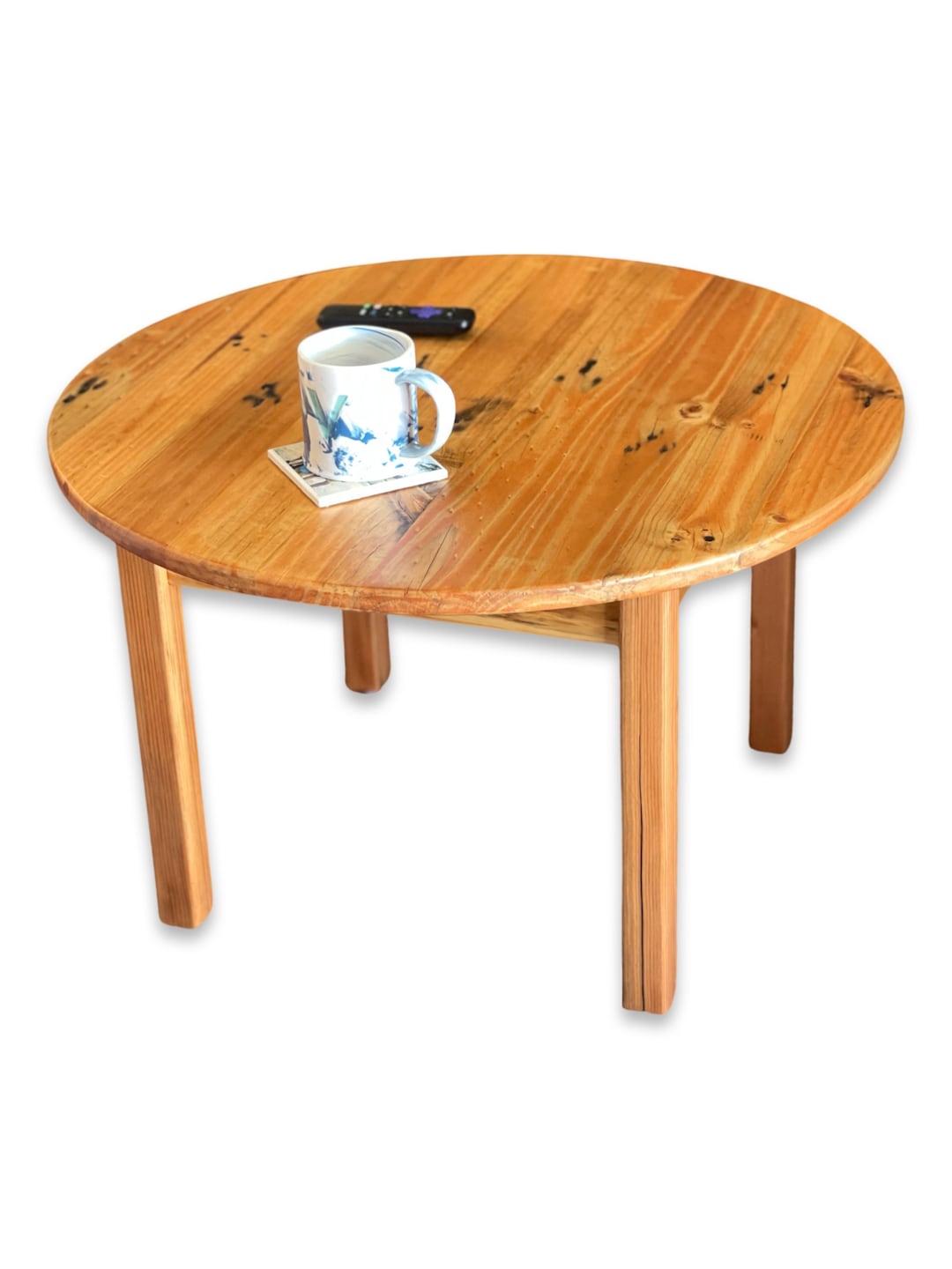 Small Round Coffee Table Made of Reclaimed Wood / Round Rustic Coffee ...