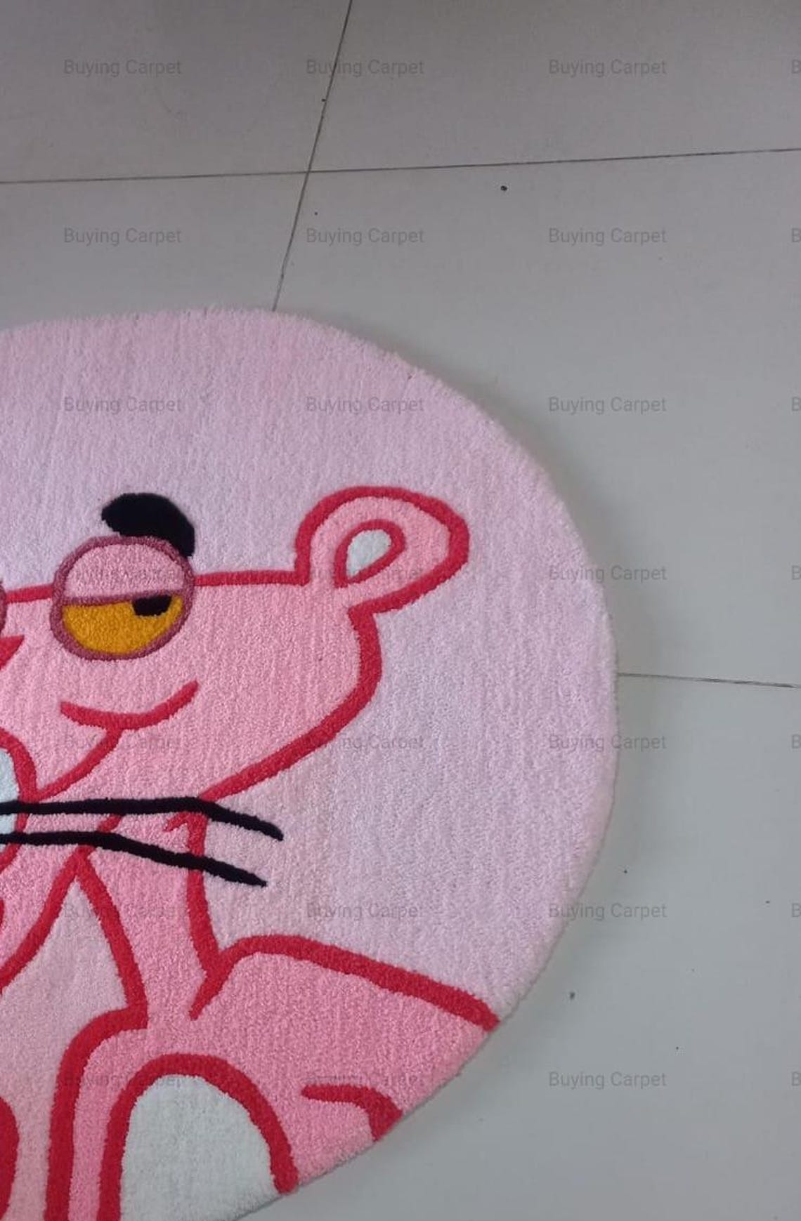 Hand Made Pink Cartoon Character Round Rug, Aesthetic Kids Room Decor ...