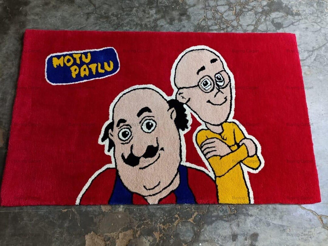 Red Cartoon Friends Rug Funny Mustache Character Mat Hand-tufted Pop ...