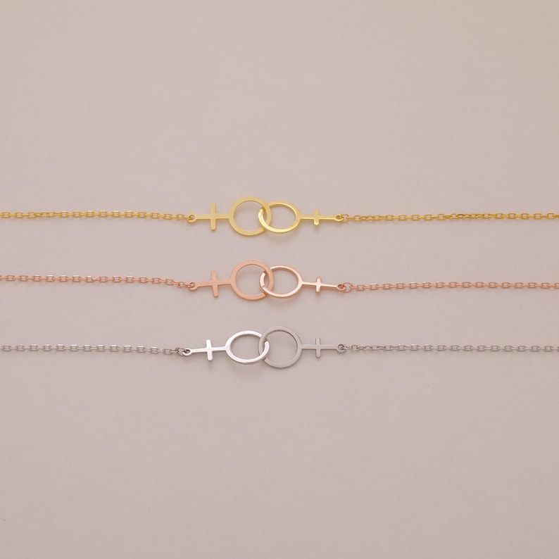 18k Gold Filled Lesbian Necklace - Lesbian Pride Jewelry - Sterling ...