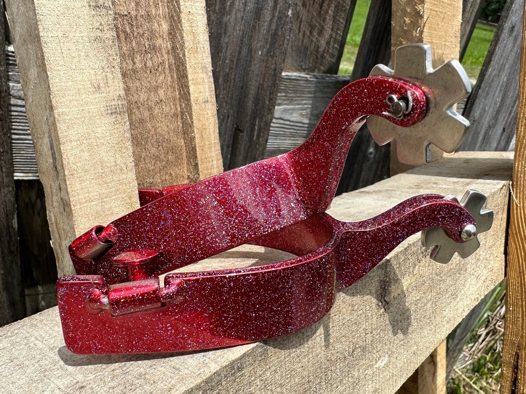 Custom Powder Coated Red Metallic Glitter Western Spurs - Etsy