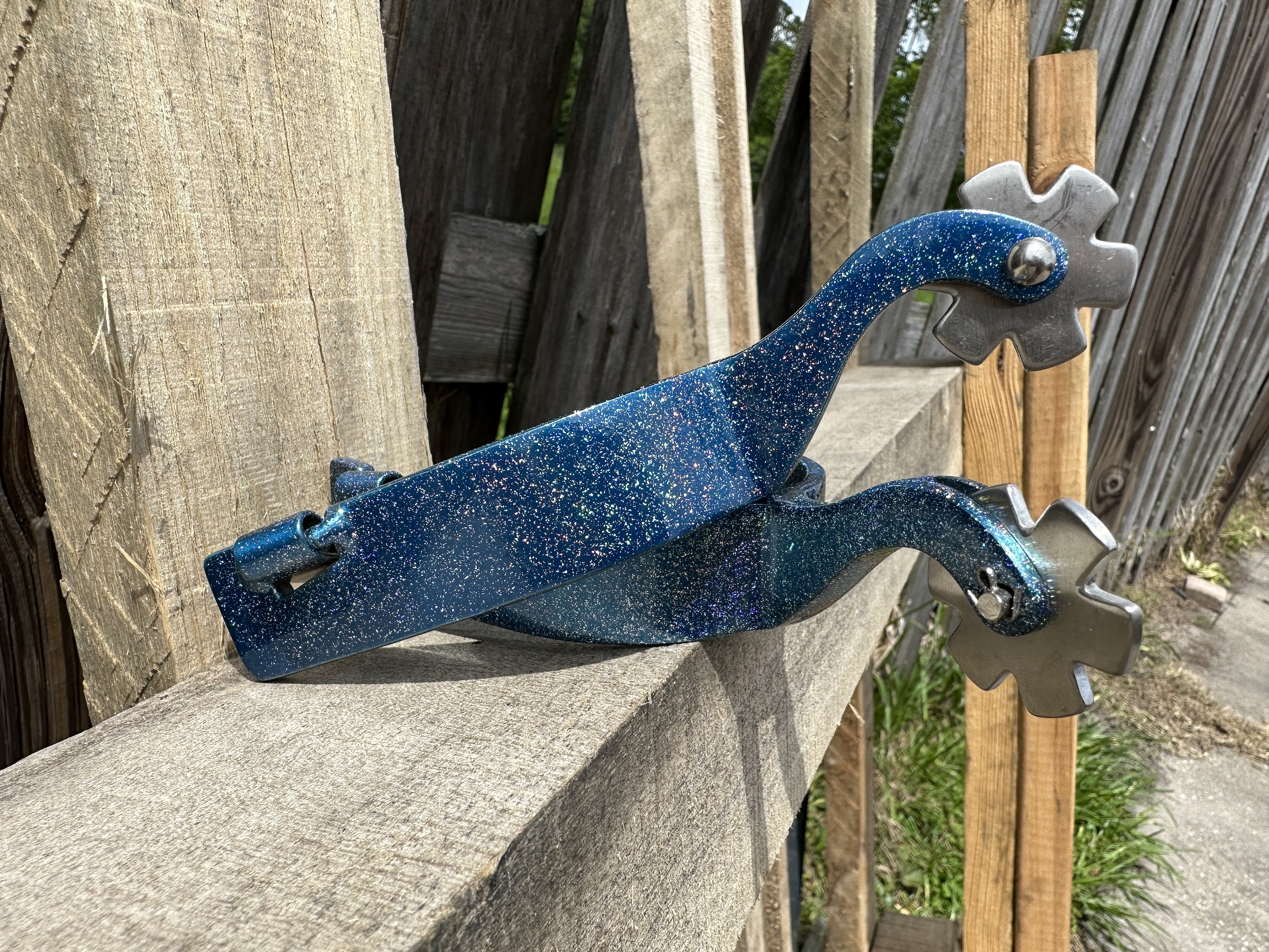 Custom Powder Coated Blue Metallic Glitter Western Spurs - Etsy