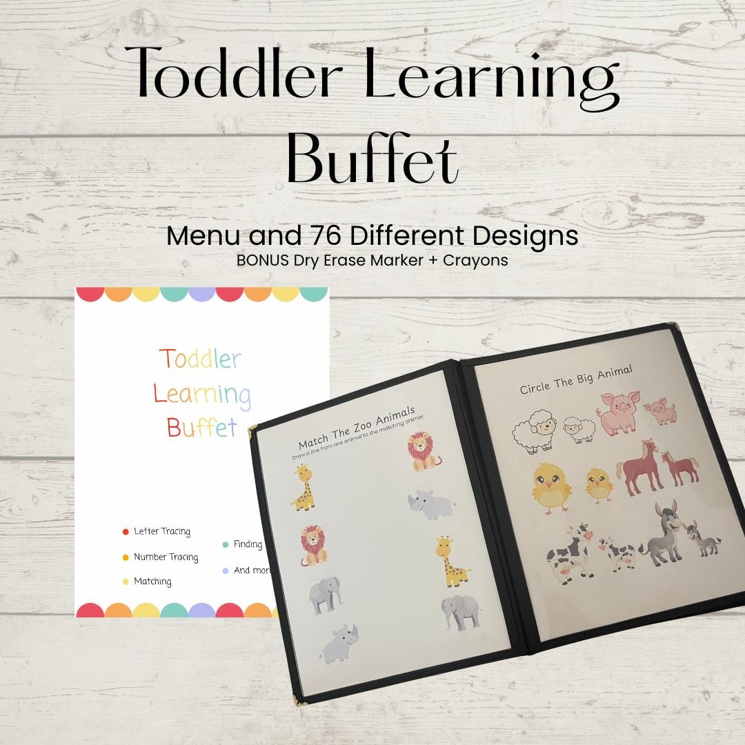 Reusable Toddler Learning Menu | 76 Pages Dry Erase, Preschool Activity ...