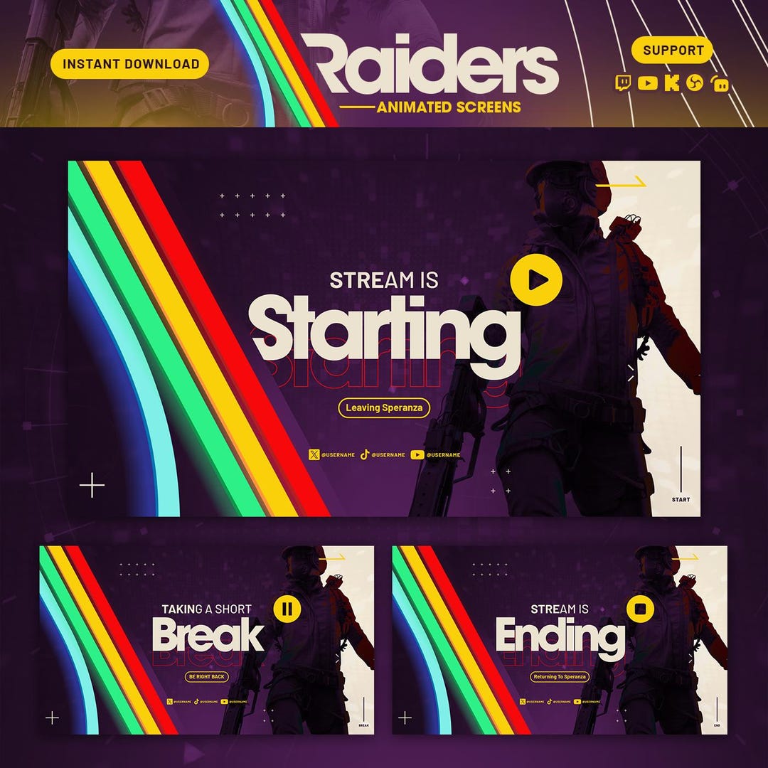 Raiders Animated Screens | Twitch, Youtube, Kick | Screens | OBS ...