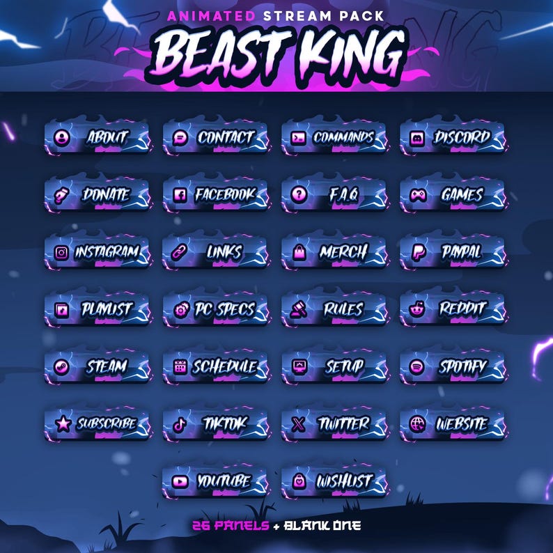 Beast King Anime - Animated Stream Pack Twitch Overlays Panels ...