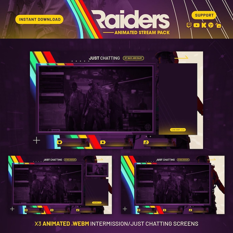 Raiders Animated Stream Pack | Twitch, Youtube, Kick | Screens ...