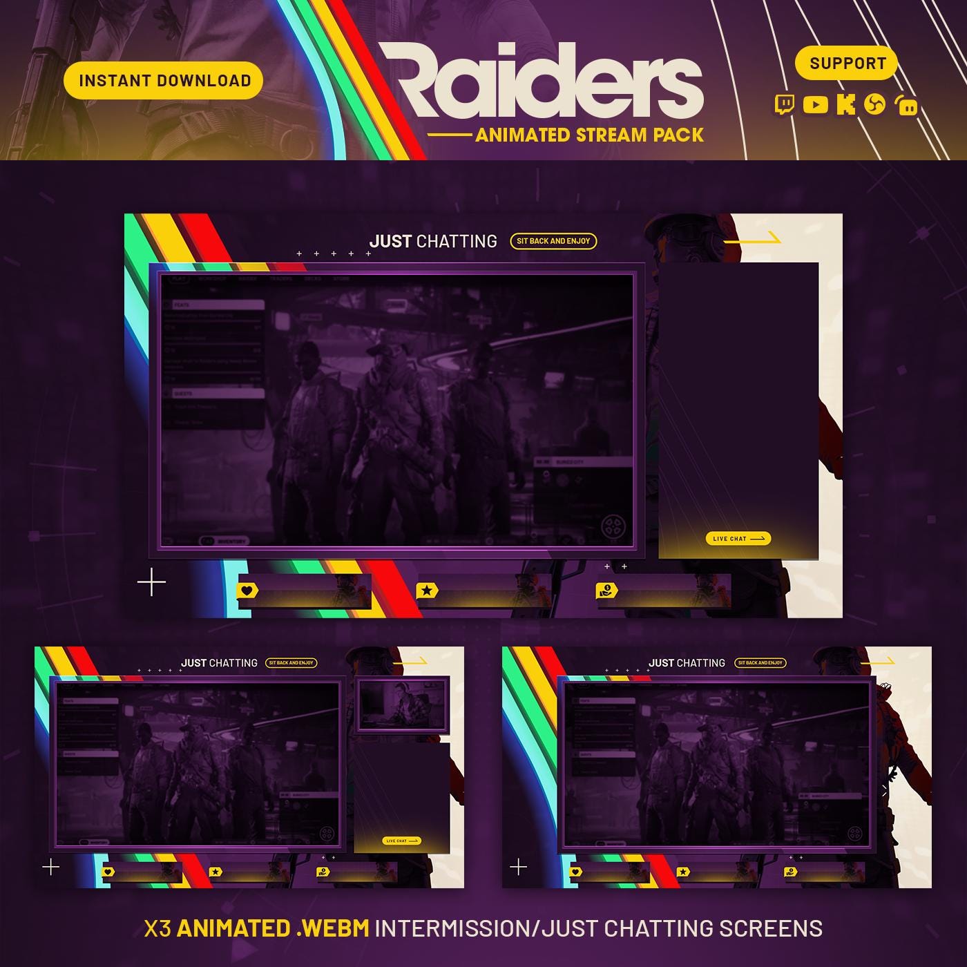 Raiders Animated Stream Pack | Twitch, Youtube, Kick | Screens ...