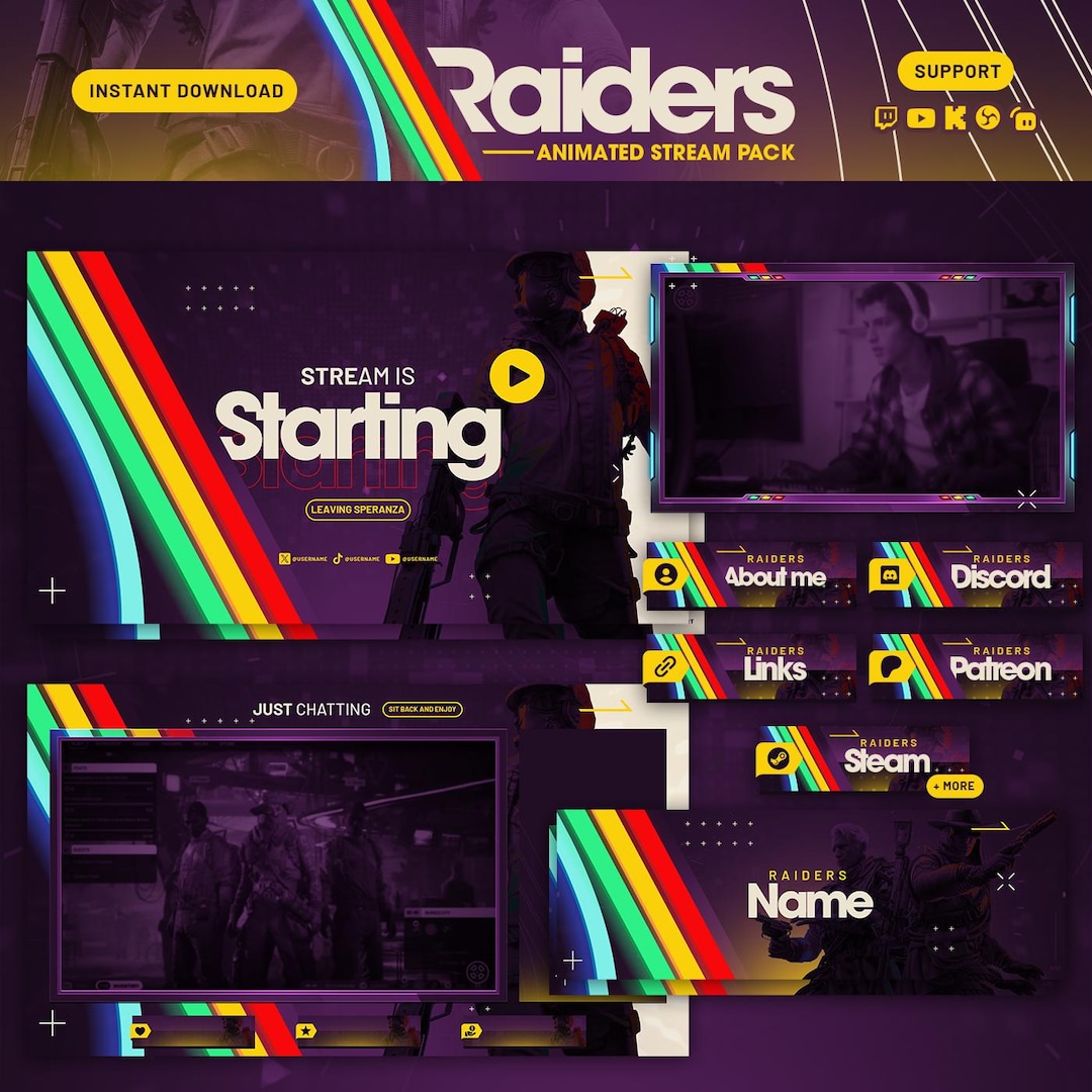 Raiders Animated Stream Pack | Twitch, Youtube, Kick | Screens ...