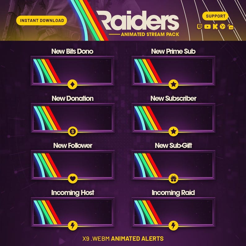 Raiders Animated Stream Pack | Twitch, Youtube, Kick | Screens ...