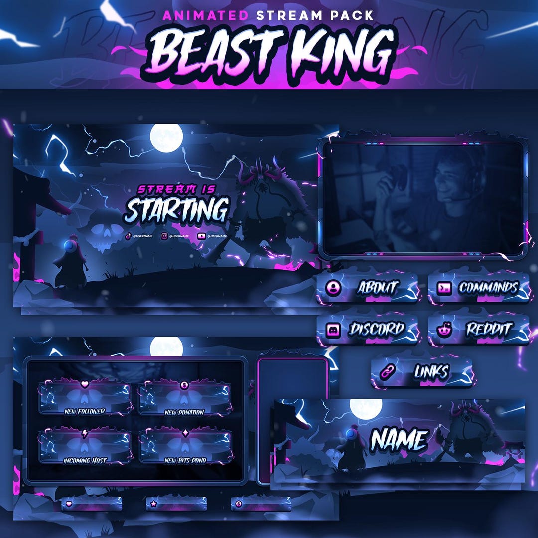 Beast King Anime - Animated Stream Pack Twitch Overlays Panels ...