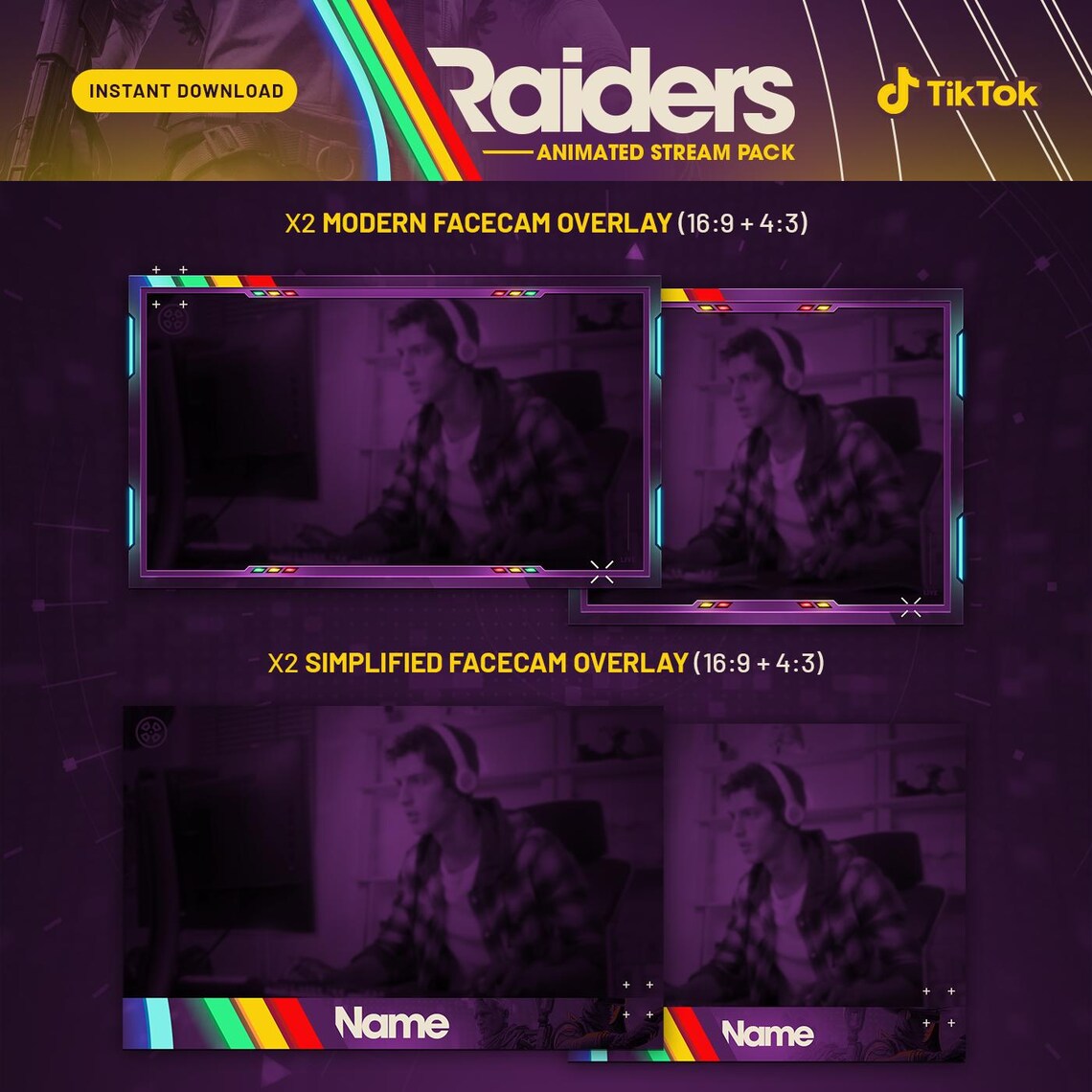 Raiders Animated Vertical Streaming | Tiktok Vertical Overlays ...