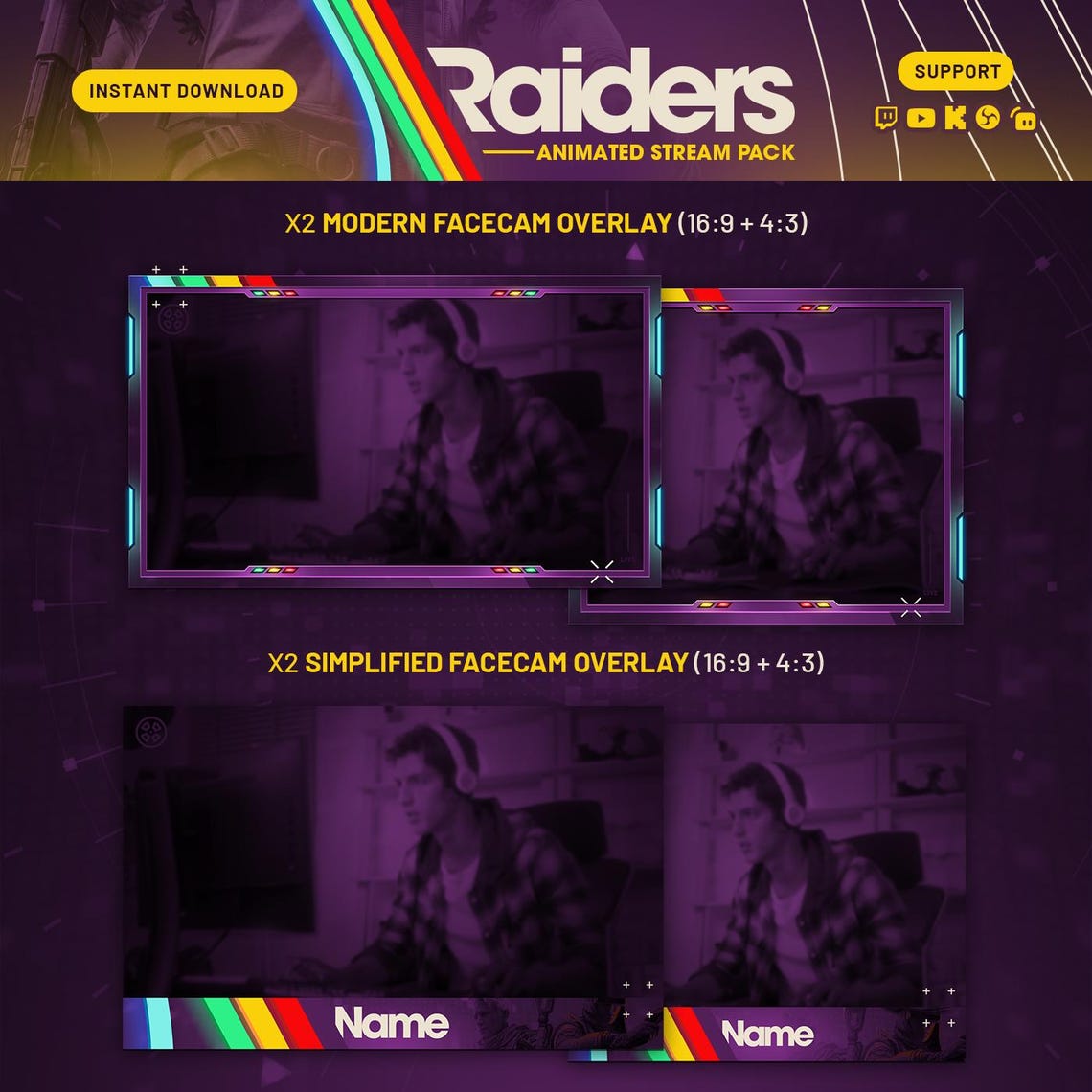 Raiders Animated Stream Pack | Twitch, Youtube, Kick | Screens ...