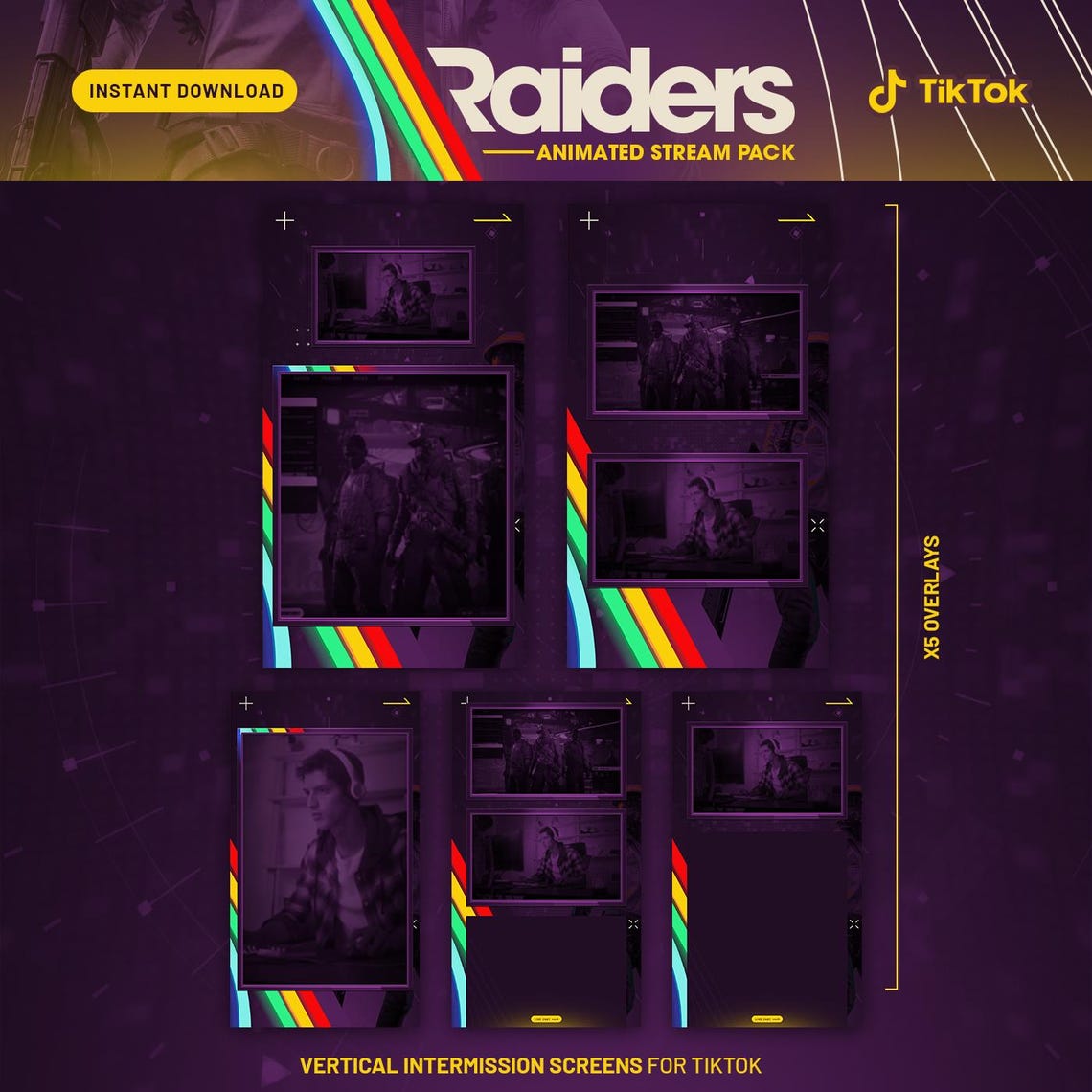 Raiders Animated Vertical Streaming | Tiktok Vertical Overlays ...