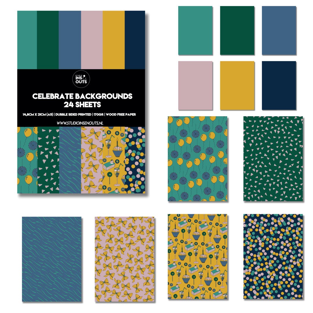 Celebrate Party Printable Scrapbook Paper – 6 Celebration Patterns & 6 ...
