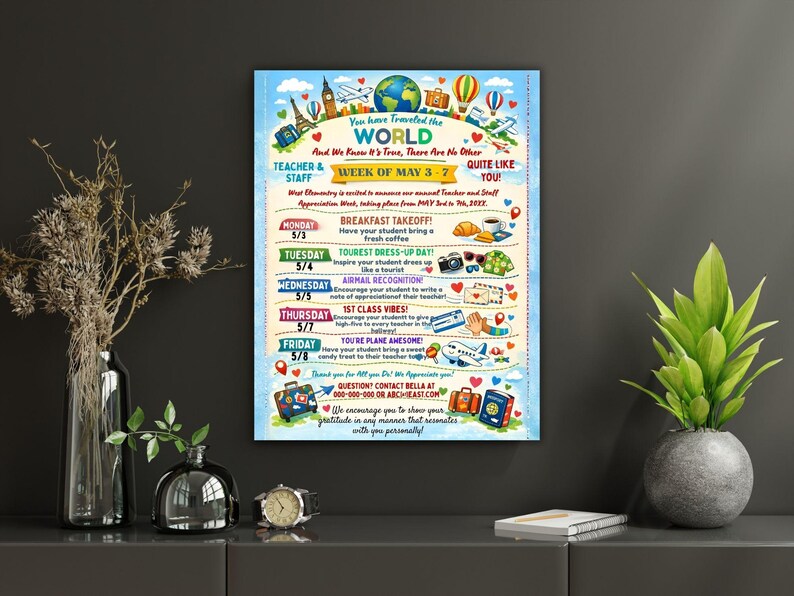 Office Appreciation Week: Around the World Flyer & Door Hanger (canva ...