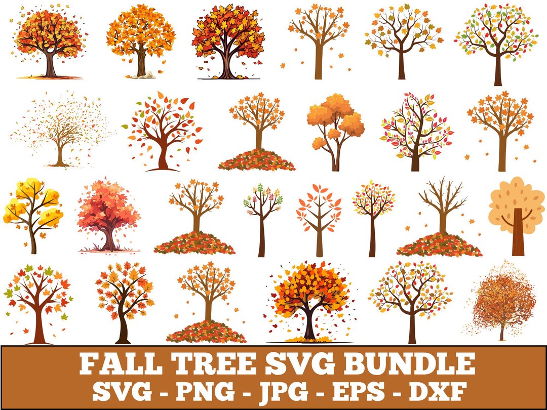 Autumn Tree SVG Bundle, Fall Leaves Clipart (digital Download) - Etsy ...