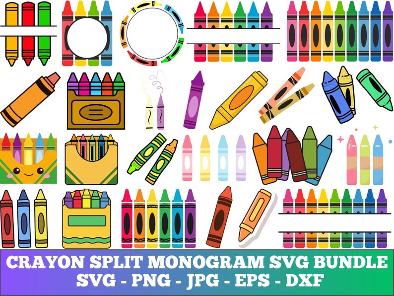 Crayon Monogram SVG Bundle: Teacher Cut Files (digital Download) - Etsy