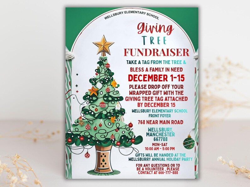 Christmas Giving Tree Fundraiser Flyer | Editable Template (digital) - Etsy
