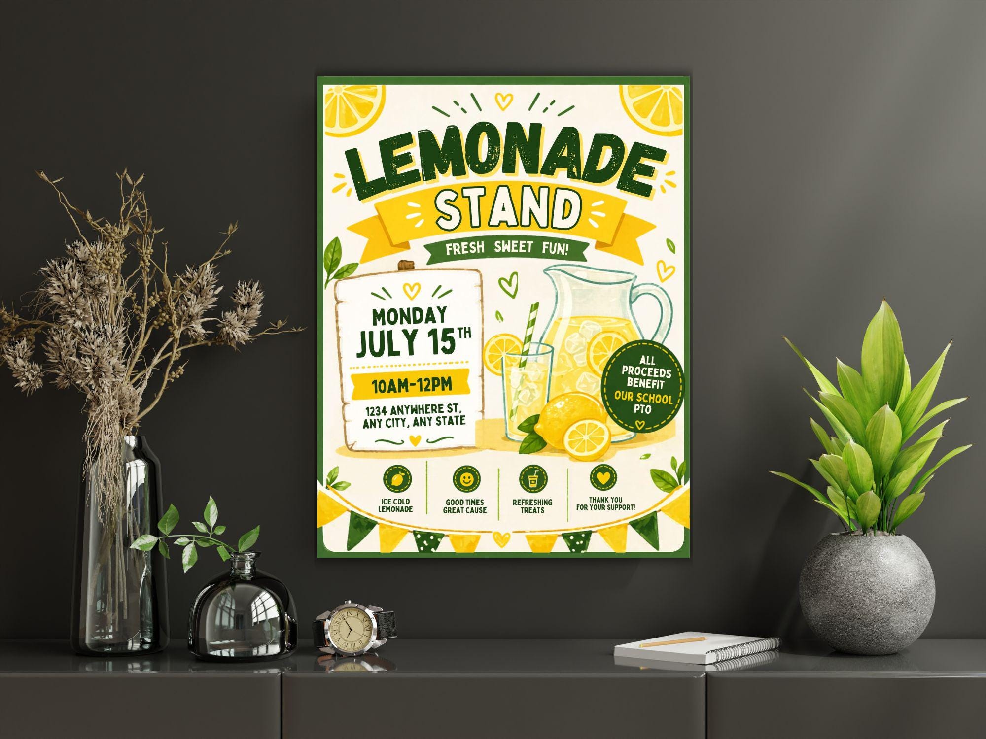 Editable Lemonade Stand Sign: Printable Summer Fundraiser Flyer (canva ...